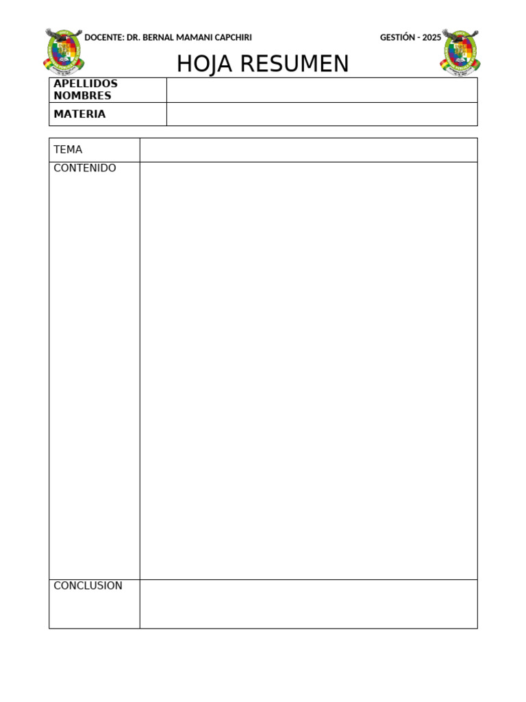 Hoja Resumen 2025 | PDF