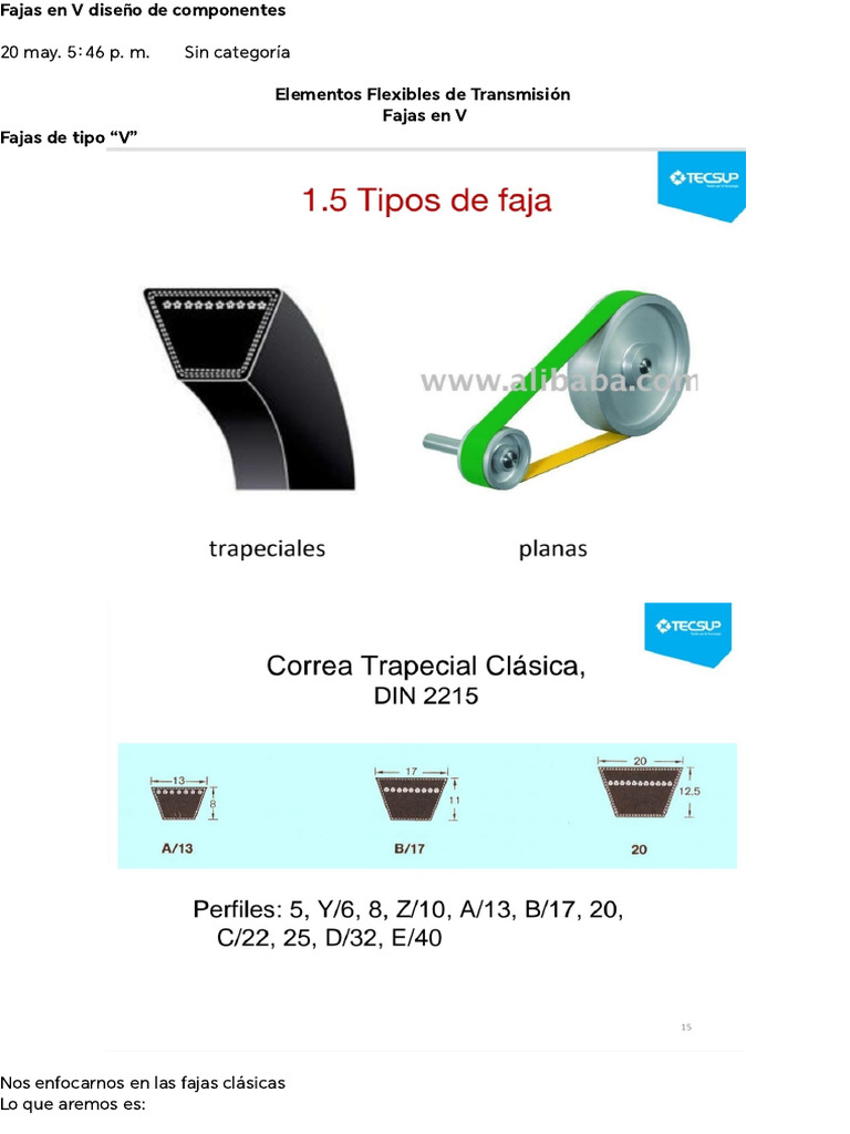 Fajas en V Diseño de Componentes | PDF