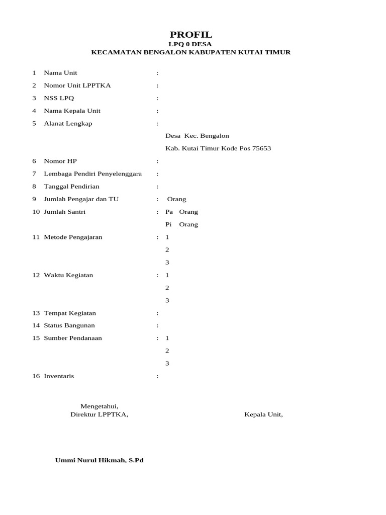Laporan LPQ Miftahul Jannah TW 1 2025 | PDF