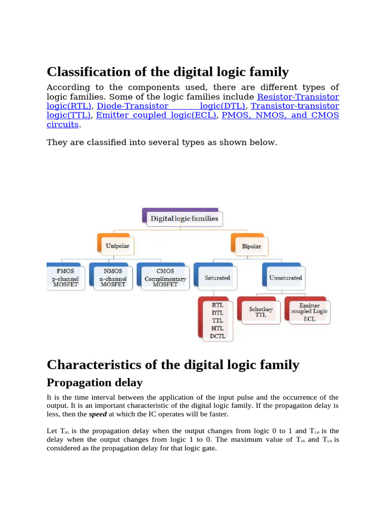 Classification of The Digital Logic Family | PDF | Logic Gate ...