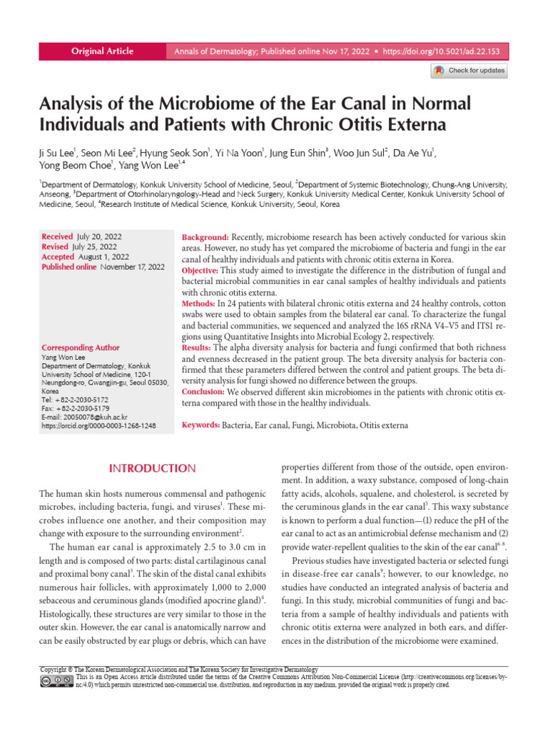 Analysis of The Microbiome of The Ear Canal in Nor | PDF | Dna ...