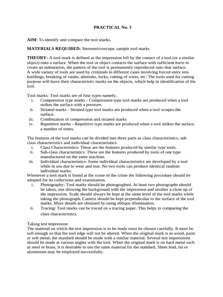 Tool Mark Identification and Comparison | PDF | Applied And ...