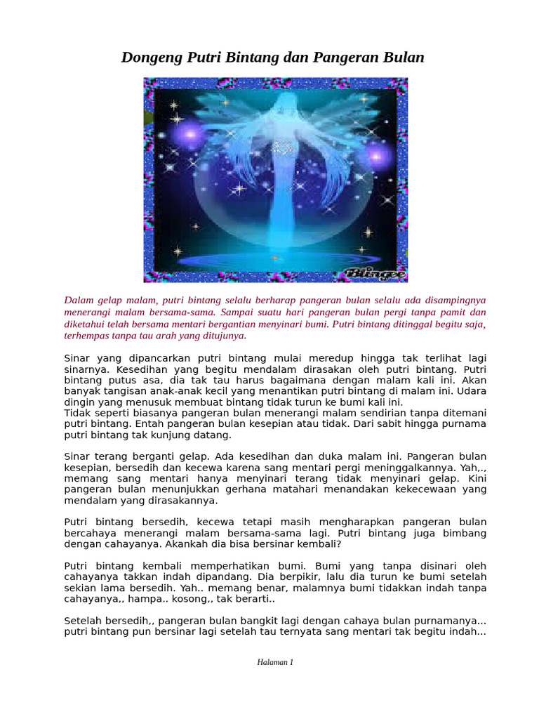 Dongeng Putri Bintang Dan Pangeran Bulan | PDF