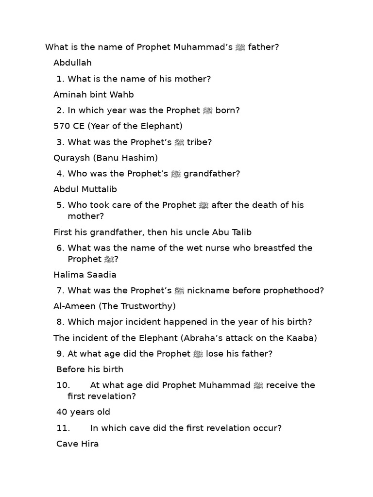 Key Facts About Prophet Muhammad ﷺ | PDF | Muhammad | Abrahamic Religions