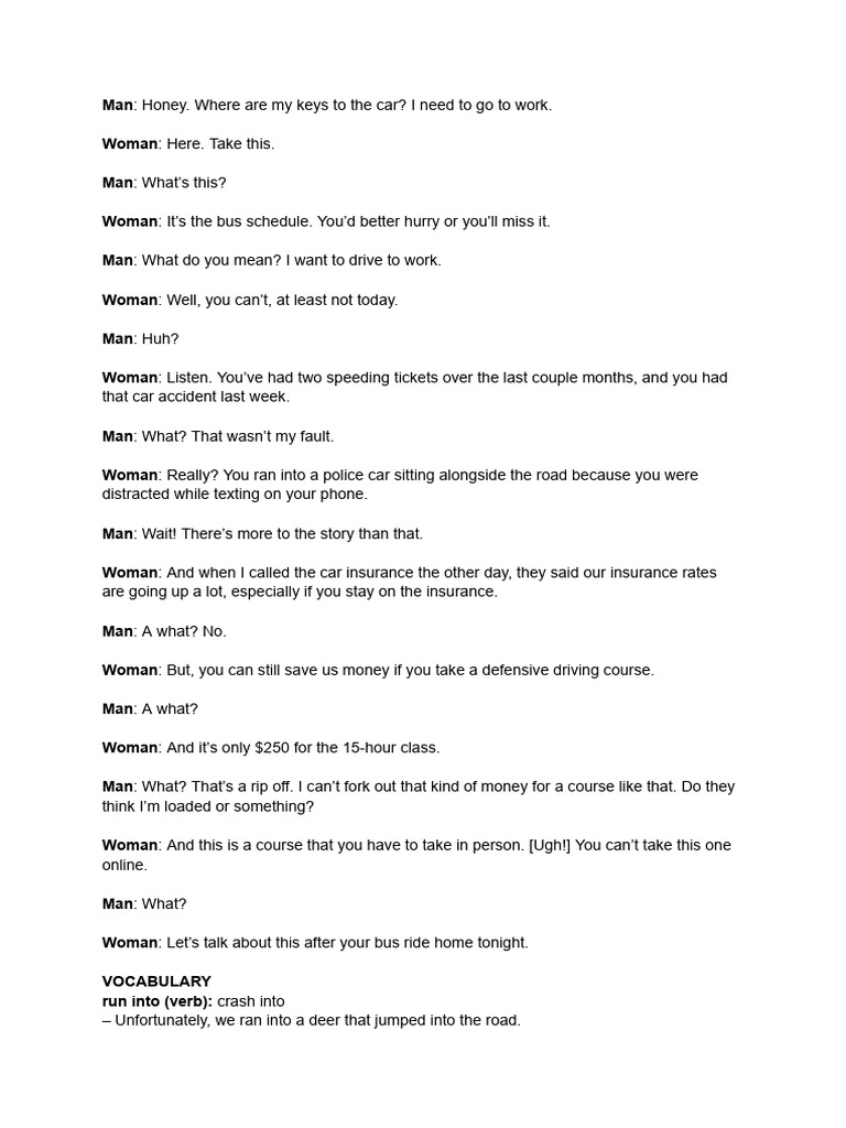 Car Insurance in 2 Dialogue & Vocab | PDF