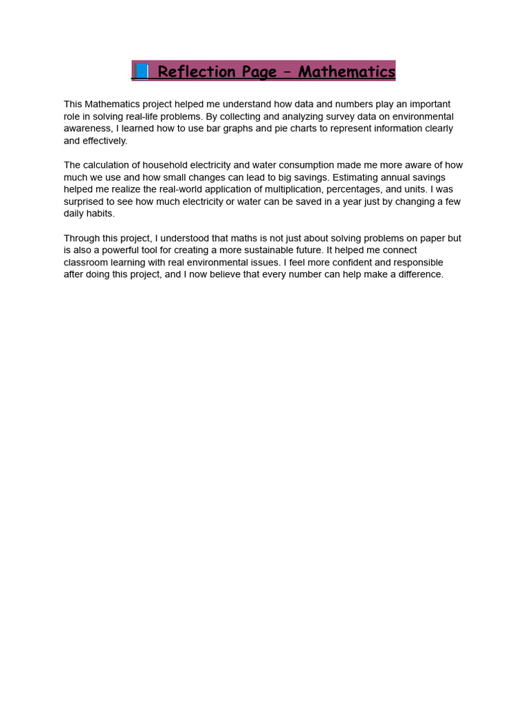 ? Reflection Page - Mathematics | PDF