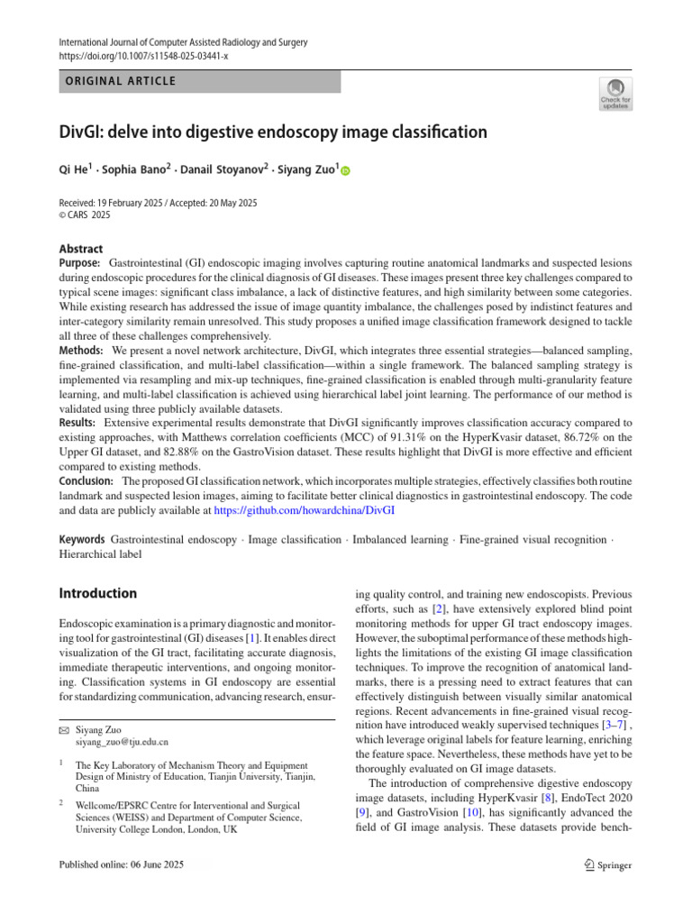 DivGI - Delve Into Digestive Endoscopy Image Classification | PDF | Statistical Classification ...