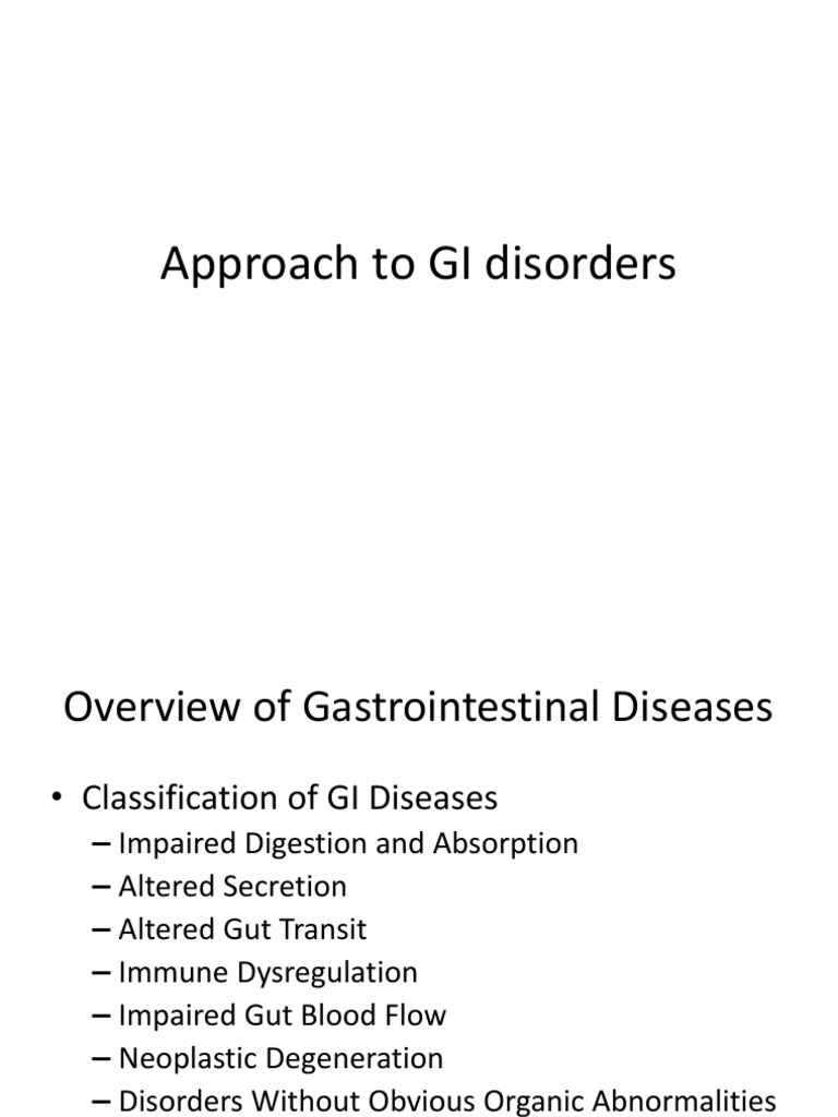 Approach To GI Disorders | PDF | Gastrointestinal Tract | Crohn's Disease