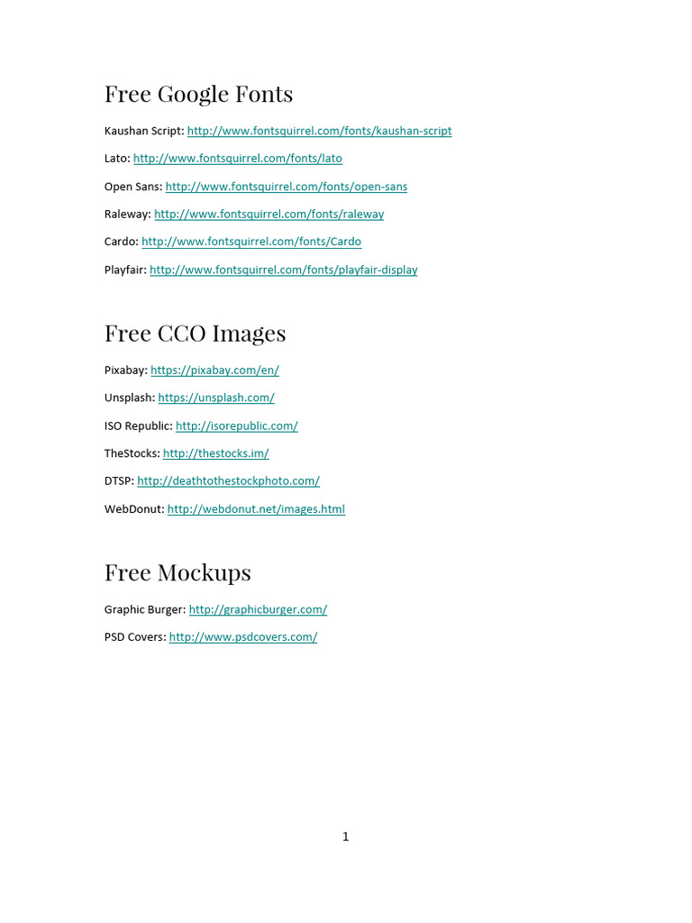 Fonts, Images and Mockups | PDF