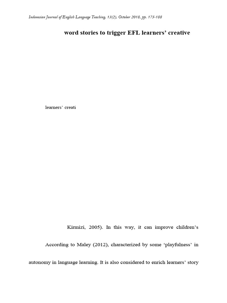 Enhancing EFL Creativity with Six-Word Stories | PDF | Learning ...
