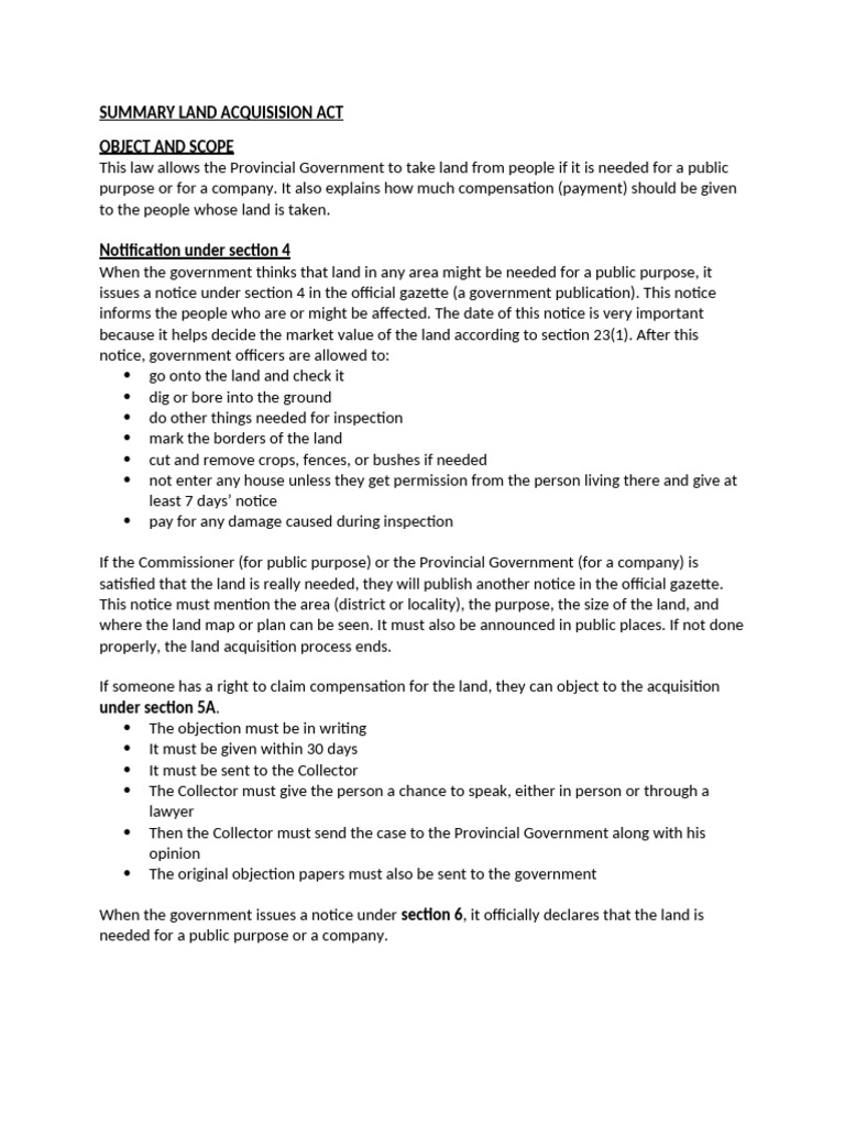 Land Acquisition Act Overview | PDF | Eminent Domain | Damages