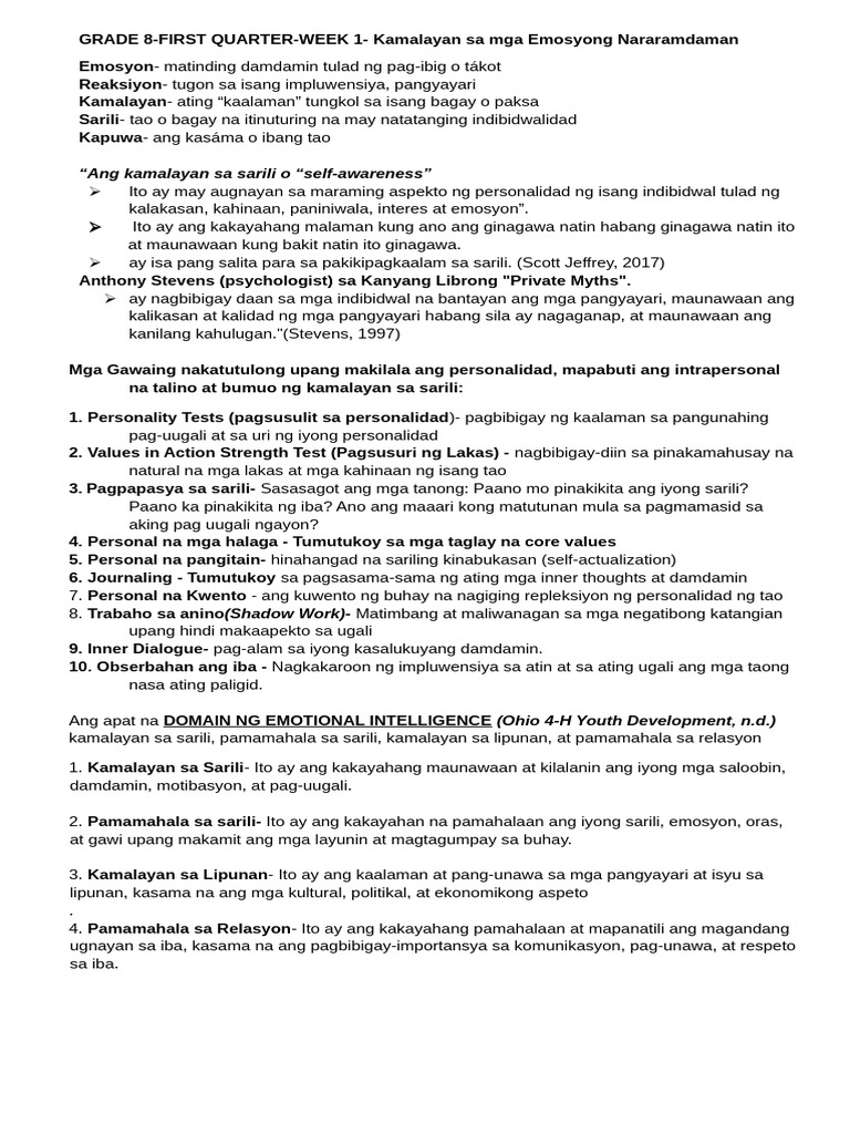Grade 8 Quarter 1 Reviewer | PDF