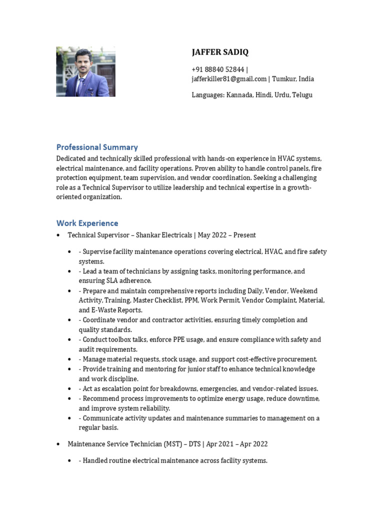 Jaffer Sadiq Resume With Photo | PDF | Business
