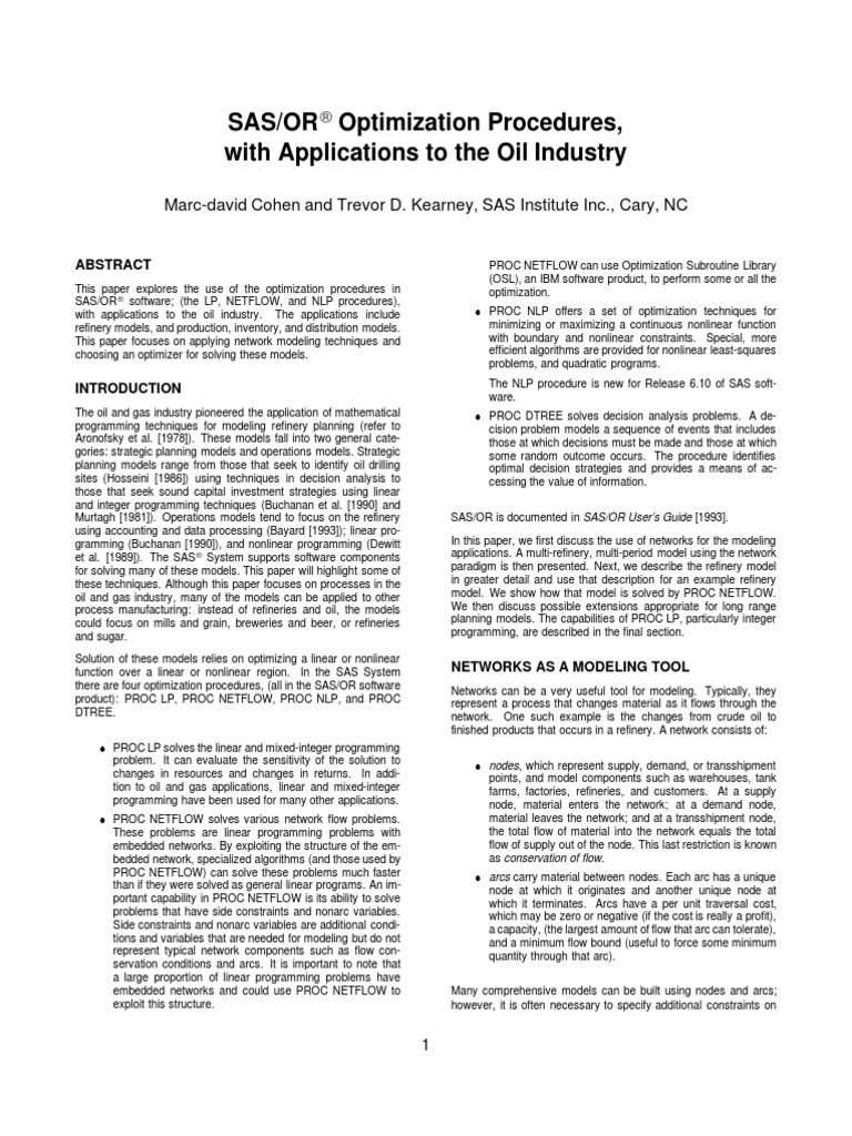 Refinery Optimization | Oil Refinery | Sas (Software)