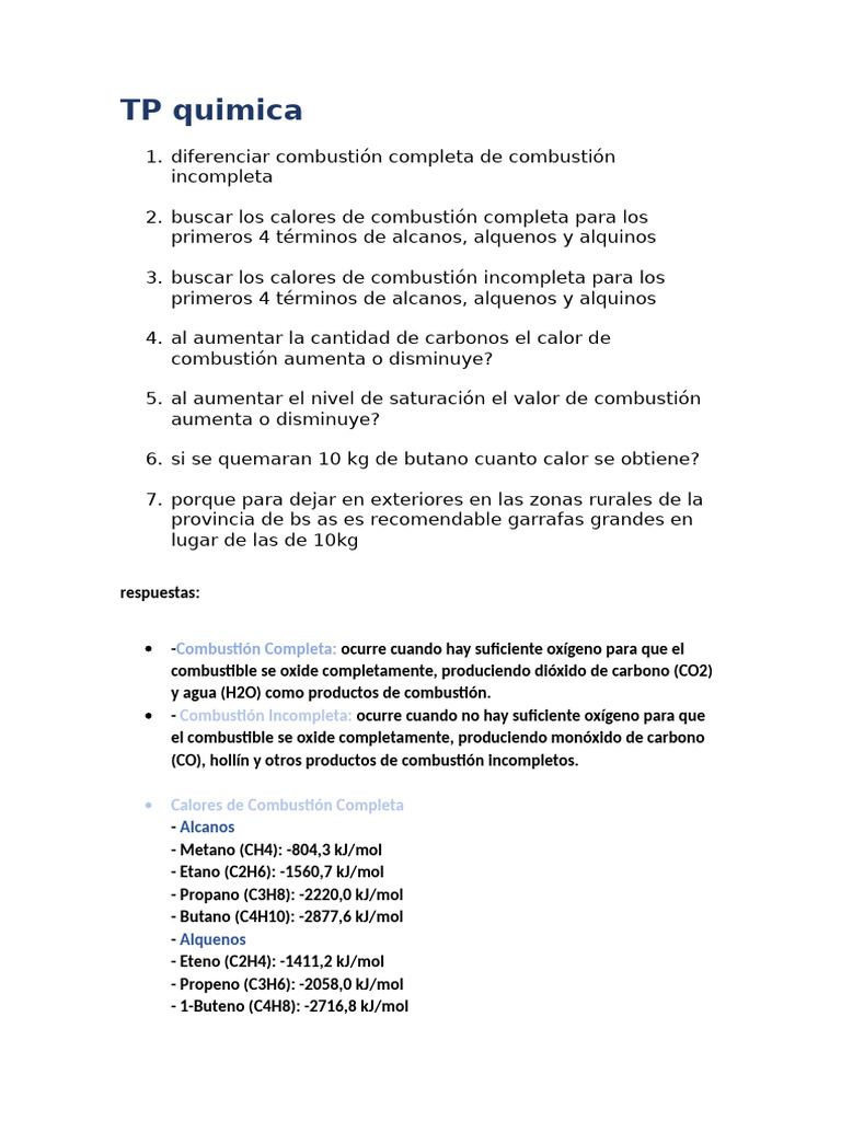 TP Combustión | PDF | Combustión | Propano