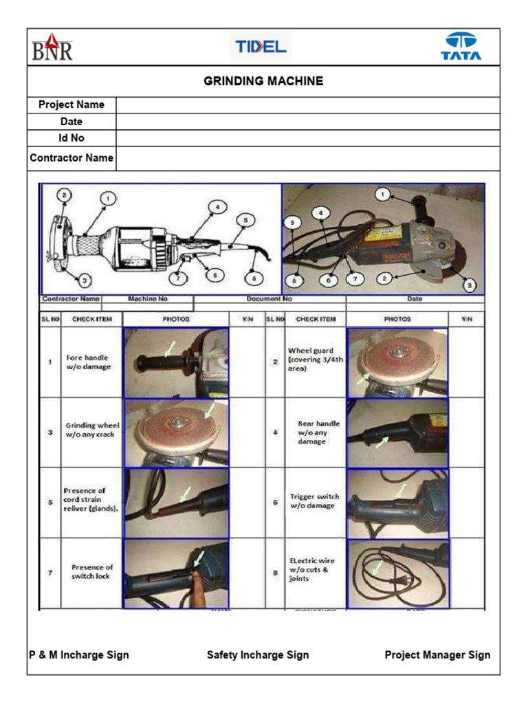 BNR Mit Safety Grinding Machine Checklist r1 | PDF