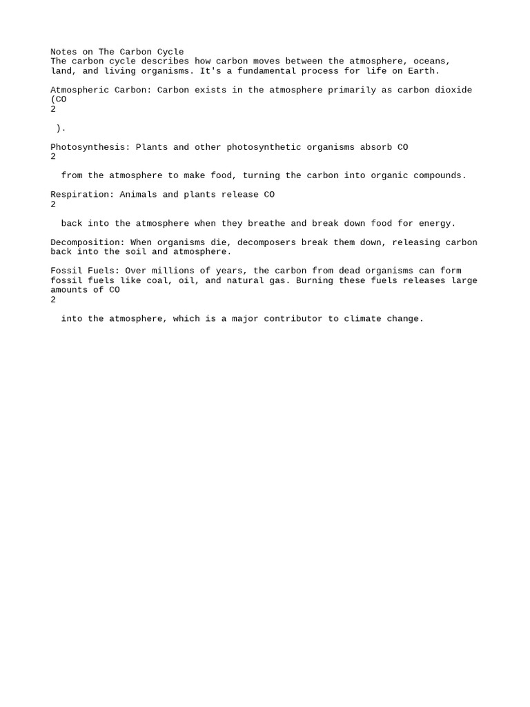 Notes On The Carbon Cycle | PDF