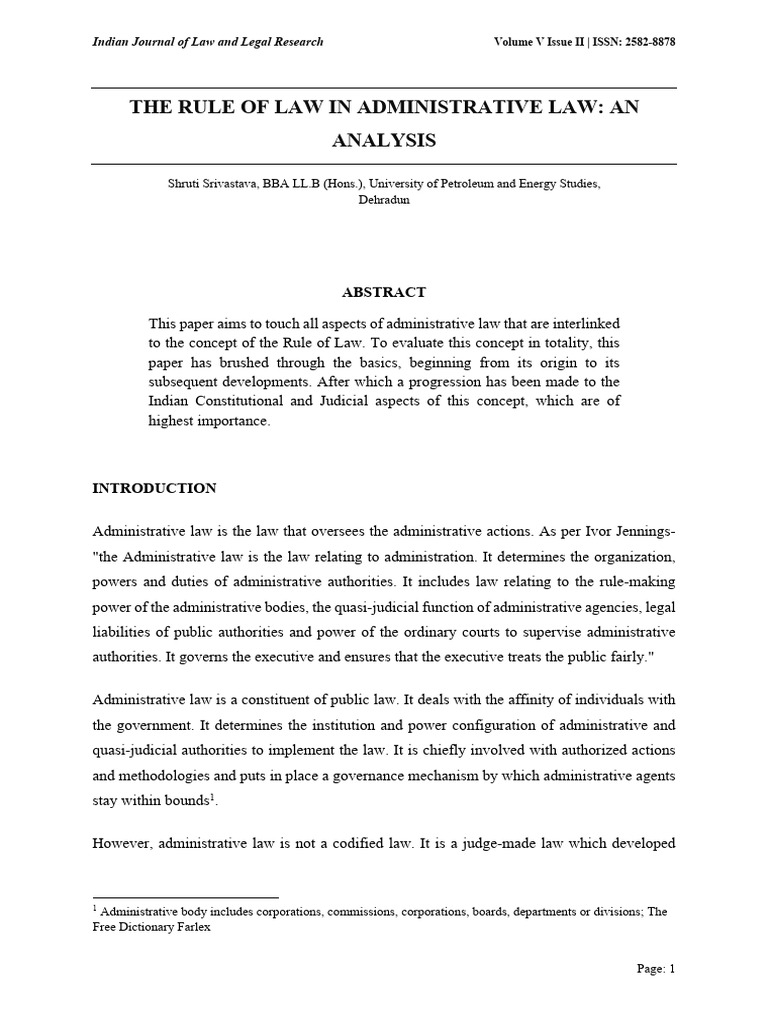 Rule of Law Analysis | PDF | Rule Of Law | Administrative Law