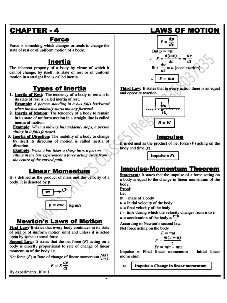 CH-4 Laws of Motion | PDF