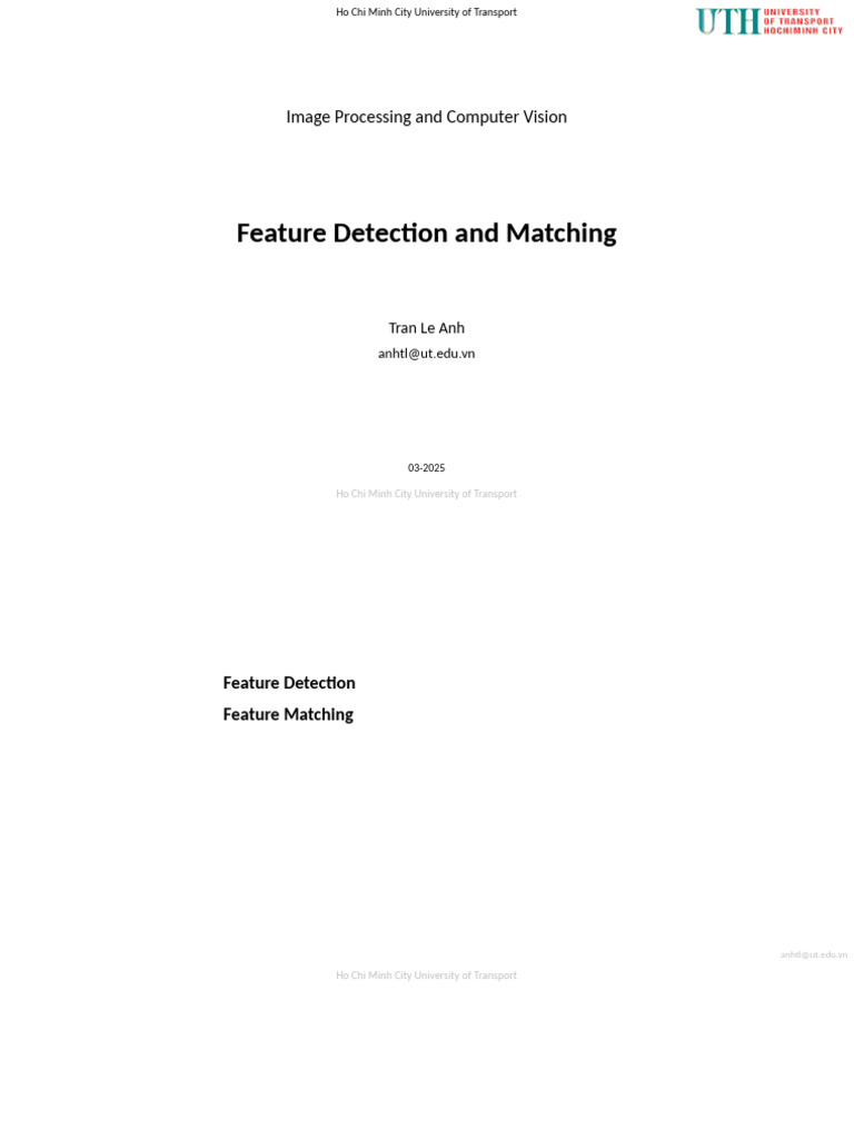 Feature Detection and Matching in Images | PDF | Vision | Computer ...