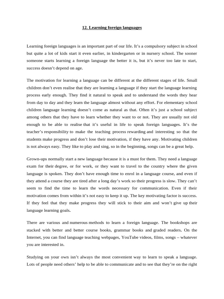 Learning Foreign Languages | PDF | Foreign Language | Schools