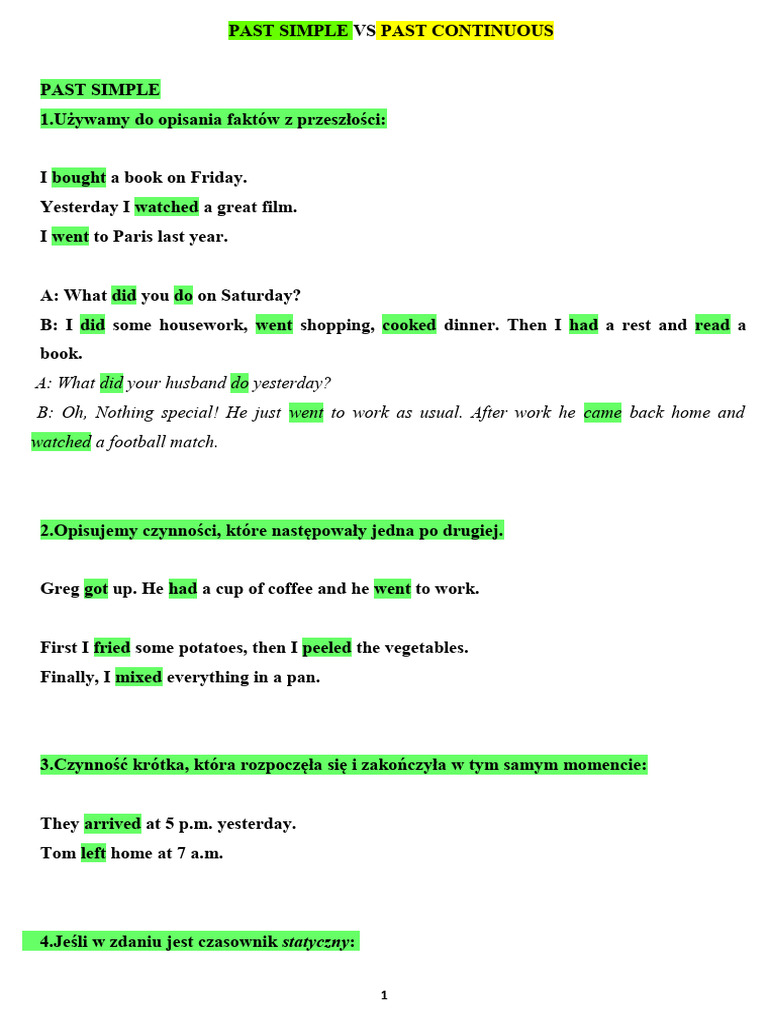 Past Simple vs Past Continuous Guide | PDF
