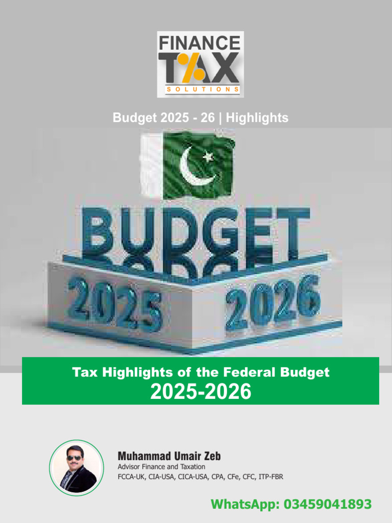Federal Budget 2025-26 Tax Highlights | PDF | Taxes | Tax Exemption
