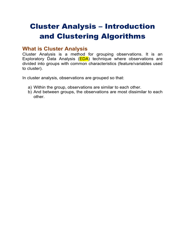 Steps After Initial Cluster Creation | PDF | Cluster Analysis ...