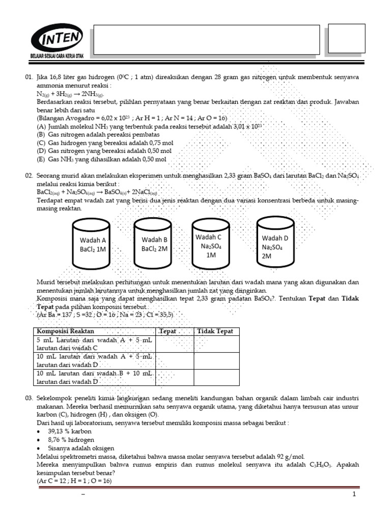 Revisi Soal Terbaru Tka Kimia Set 1-1 | PDF