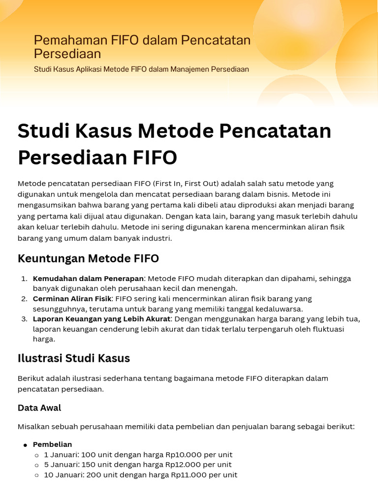 Studi Kasus Metode Pencatatan Persediaan FIFO_20250528_213942_0000 | PDF