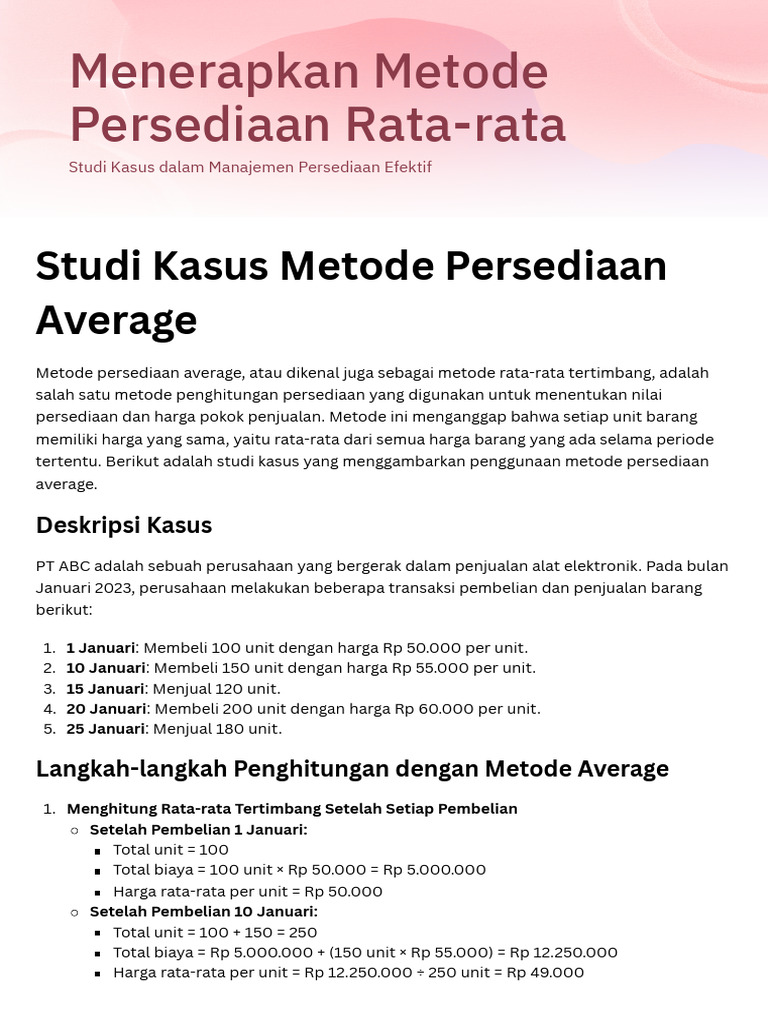 Studi Kasus Metode Persediaan Average - 20250528 - 214033 - 0000 | PDF