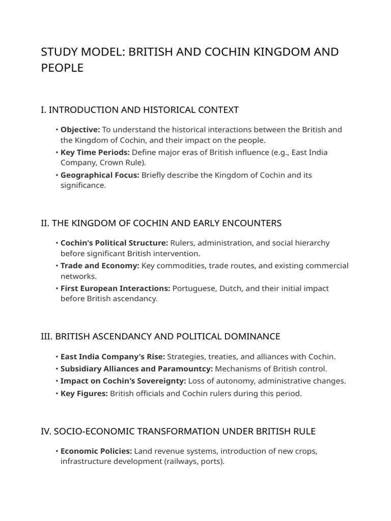 Study Model - British & Cochin Kingdom | PDF | British Empire | Social ...