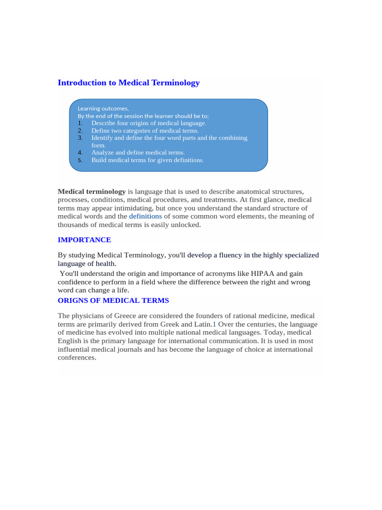 Medical Terminology Basics Explained | PDF | Vowel | Linguistics