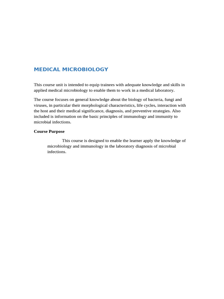 Medical Microbiology Course Overview | PDF | Bacteria | Louis Pasteur