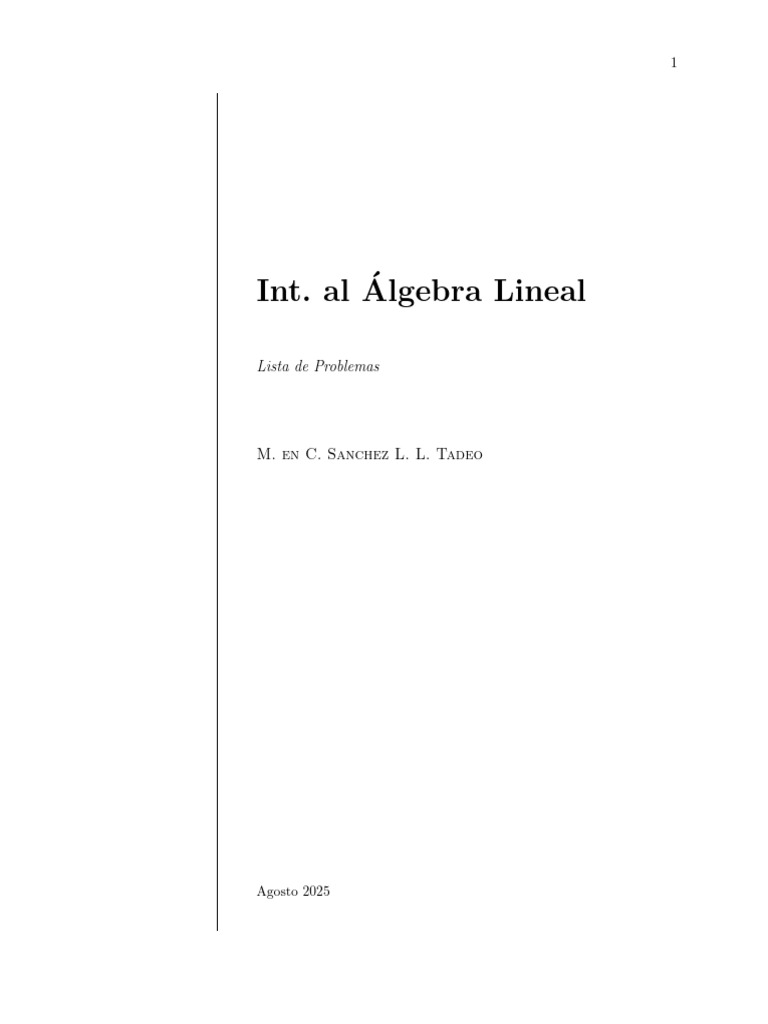 Problemario Int Al - Lgebra Lineal | PDF | Determinante | Matriz (Matemáticas)