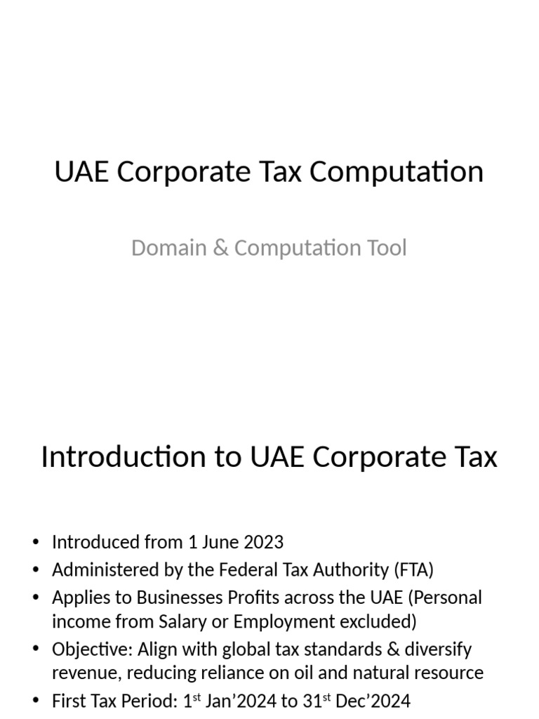 UAE Corporate Tax Guide & Computation Tool | PDF | Expense | Tax Deduction