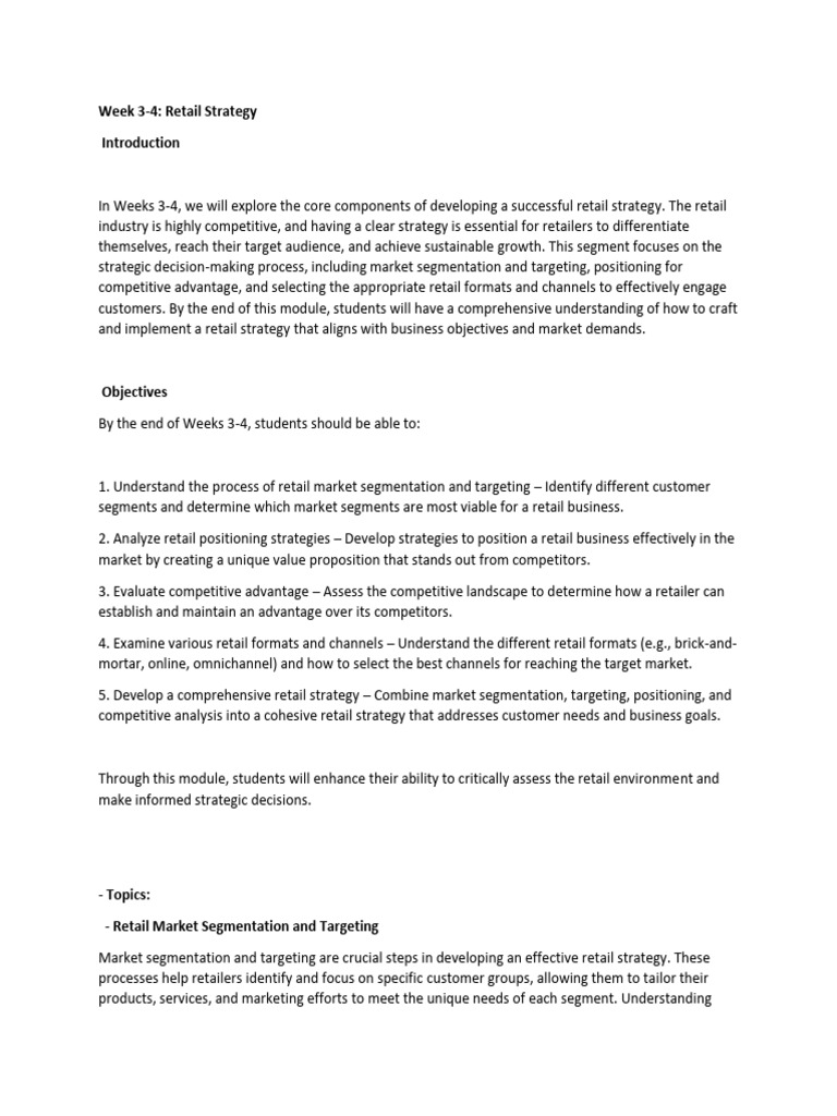Retail Strategy Development Essentials | PDF | Market Segmentation | Retail