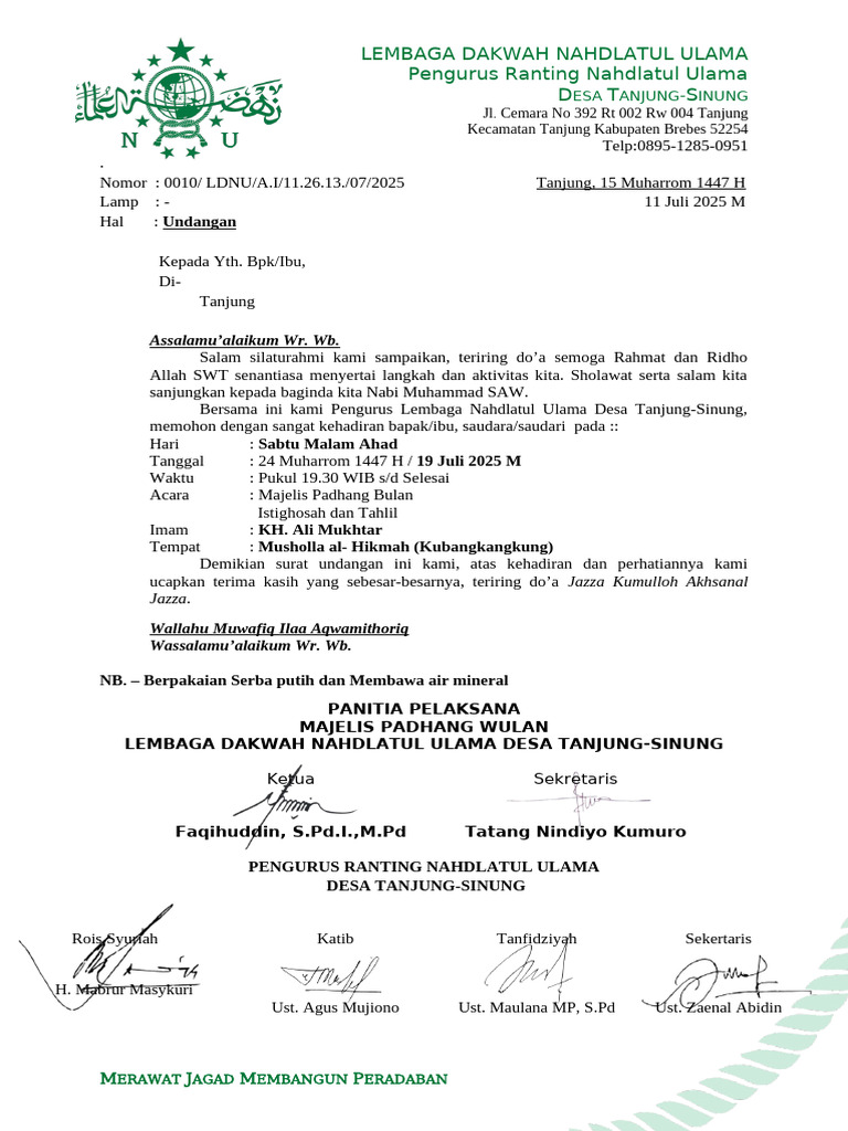 Undangan Majelis Padang Bulan | PDF