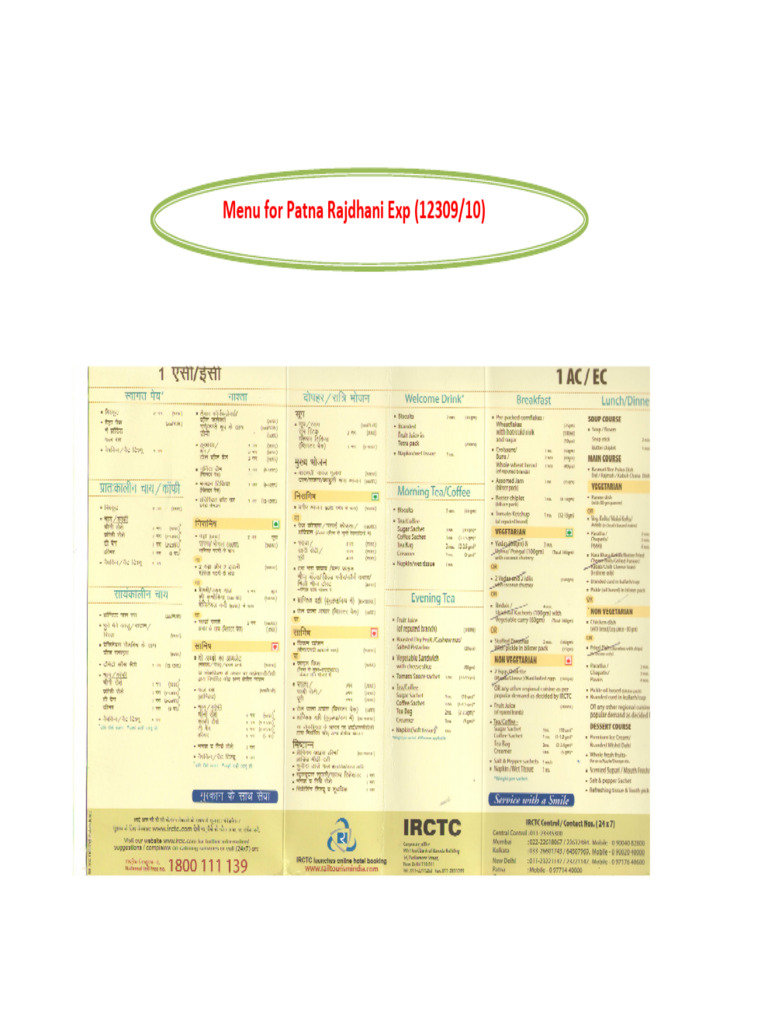 1336635064937-Menu For Patna Rajdhani Exp 12309 &12310 | PDF