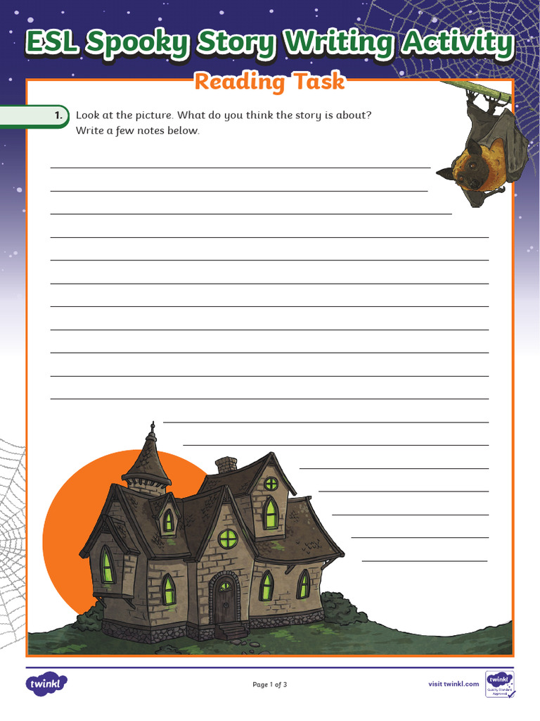 T 1684487907 Esl Spooky Story Writing Activity Ver 1 | PDF | English As ...