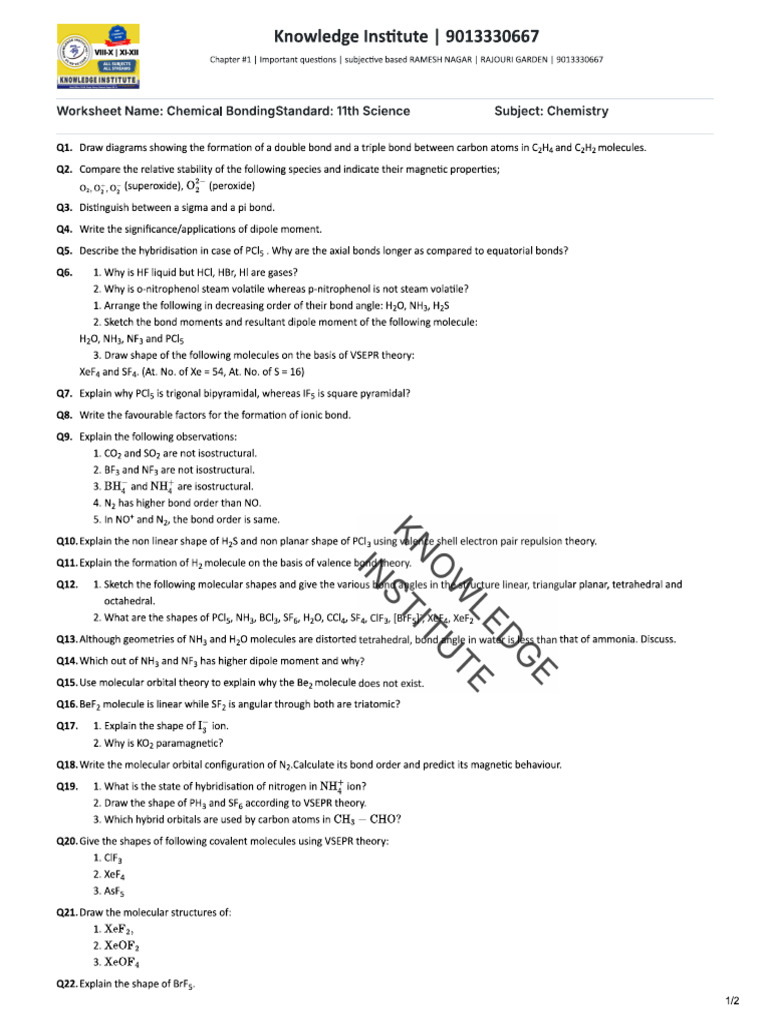 Chapter 4 Chemical Bonding | PDF