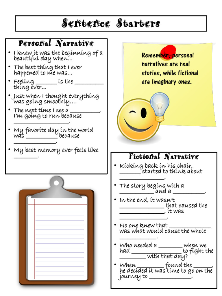 Narrative Sentence Starters Guide | PDF | Narration | Narrative