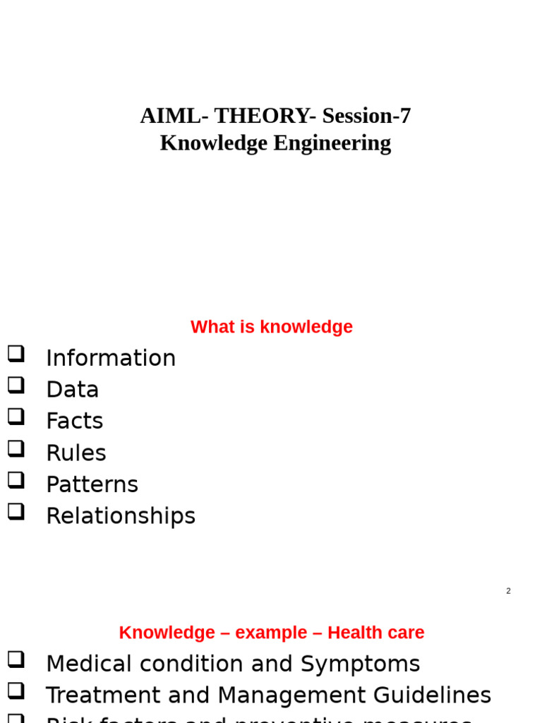 AIML-TEORY - Session - 7 Knowledge Engineering V1 | PDF | Logic | Knowledge Representation And ...