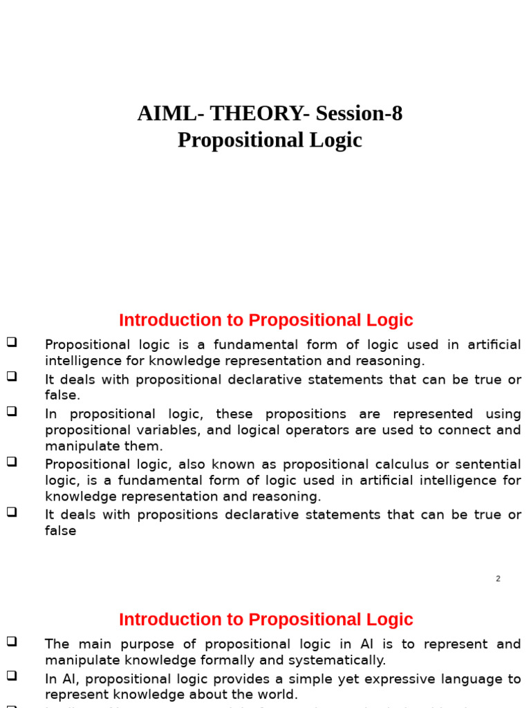 Propositional Logic in AI Explained | PDF | Interpretation (Logic ...
