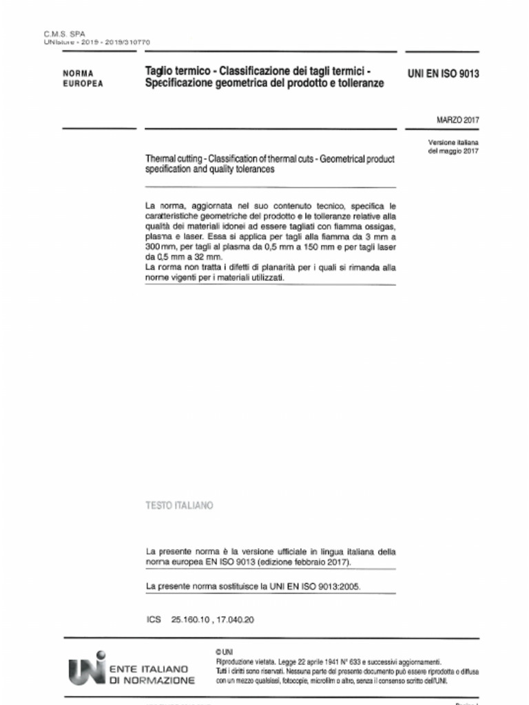 Norma UNI EN ISO 9013 2017 | PDF