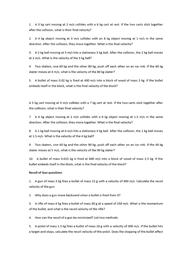 Conservation of Momentum Problems | PDF