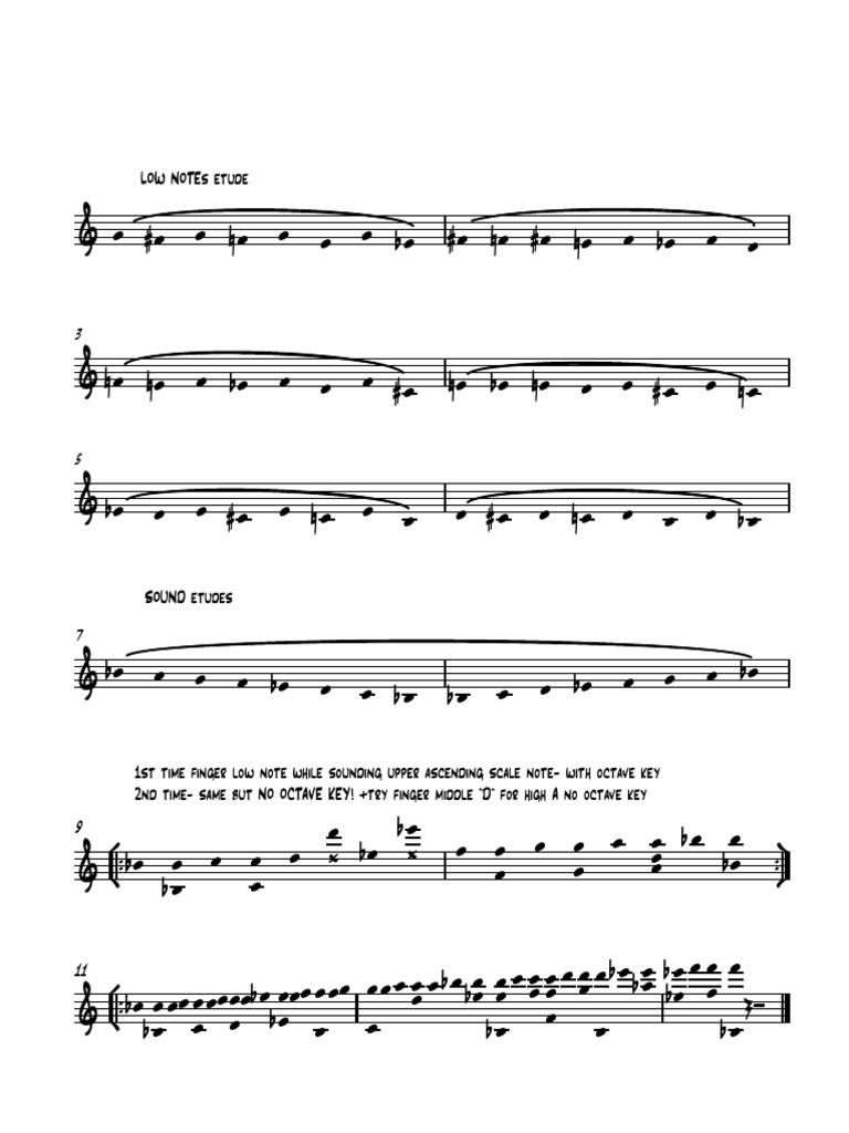 Low Notes Sound Etudes for Musicians | PDF