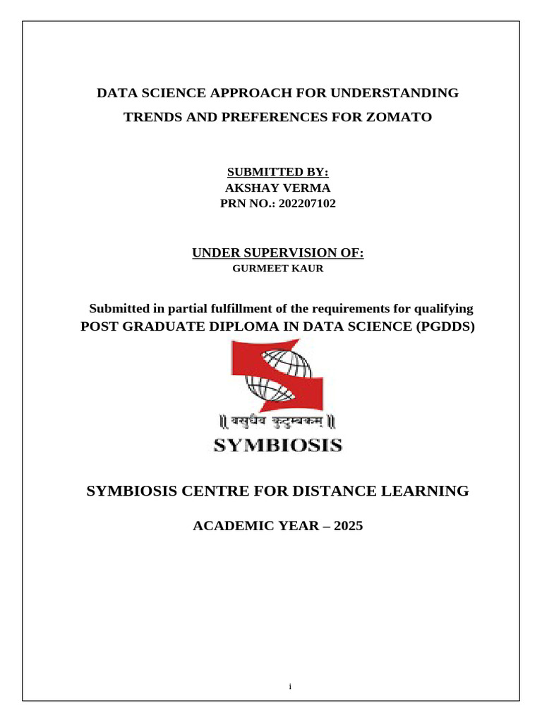 Akshay Verma Symbiosis Pgdds-Zomato | PDF | System