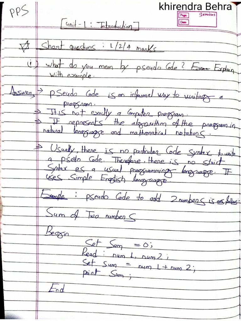 Unit-1 - Pps - QB Solution | PDF