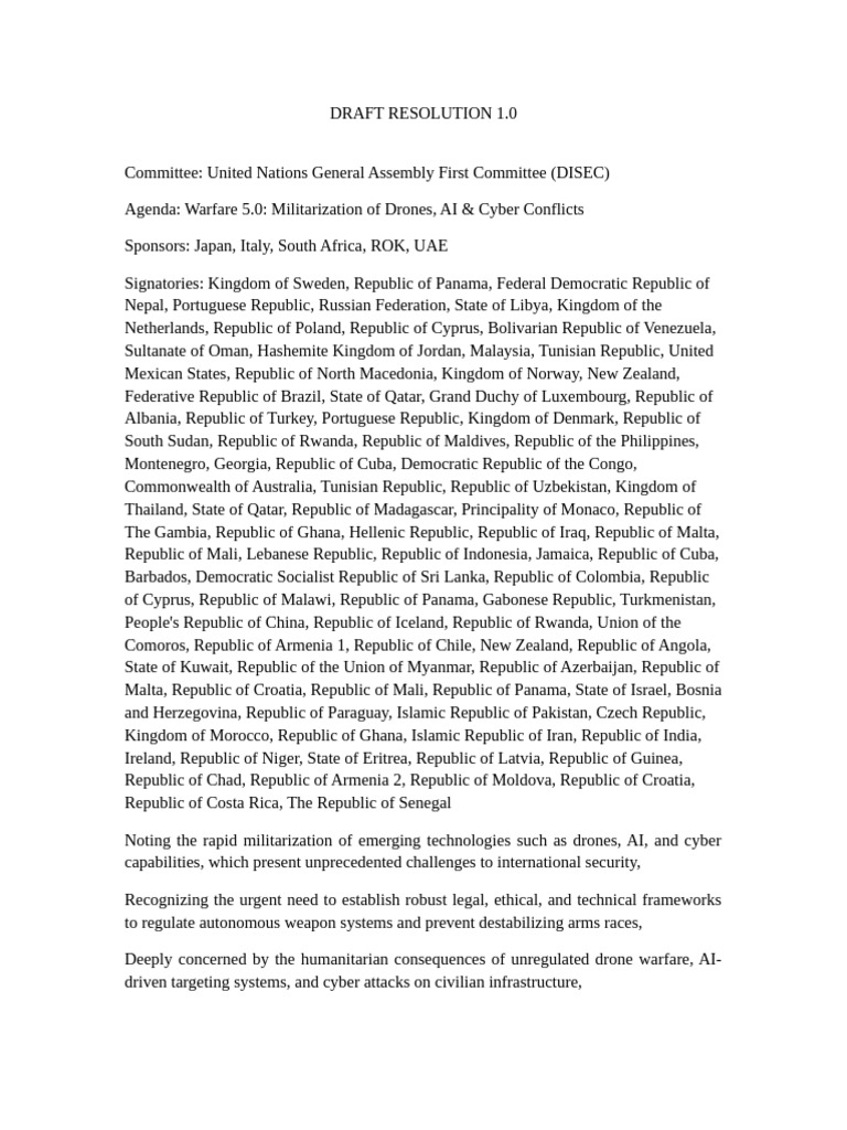 Draft Resolution 1 | PDF | Computer Security | Security